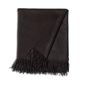 Sofia Cashmere Fringed Throw Blanket - Chocolate