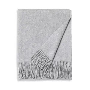Sofia Cashmere Fringed Throw Blanket - Heather Grey
