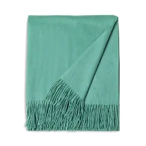 Sofia Cashmere Fringed Throw Blanket - Sage