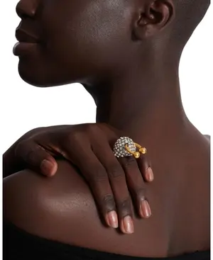 Balmain Piercing Brass And Rhinestone Ring