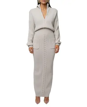 JLUXLABEL Stone Cozy Intentions Ribbed Dress - Beige