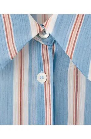 Mango Stripe Scarf Hem Button-up Shirt