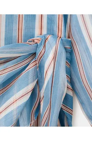Mango Stripe Scarf Hem Button-up Shirt