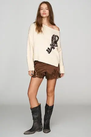 Anthropologie Graphic Key Motif Oversized Pullover Sweater