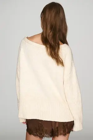Anthropologie Graphic Key Motif Oversized Pullover Sweater