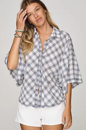 PILCRO Cotton Cape-sleeve Blouse