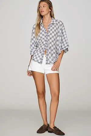 PILCRO Cotton Cape-sleeve Blouse