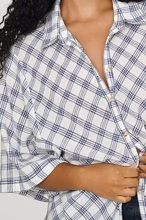 PILCRO Cotton Cape-sleeve Blouse