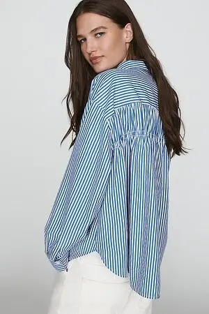 Maeve Shrunken Button-down Shirt With Stripes