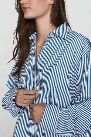 Maeve Shrunken Button-down Shirt With Stripes