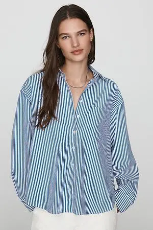 Maeve Shrunken Button-down Shirt With Stripes