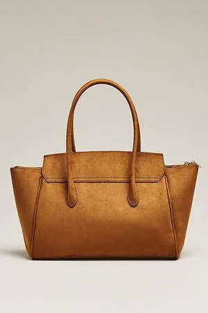 Anthropologie Structured Foldover Satchel - Tan