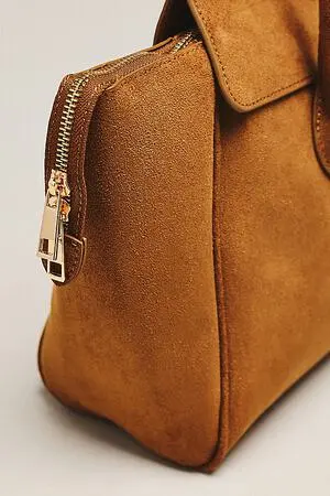 Anthropologie Structured Foldover Satchel - Tan