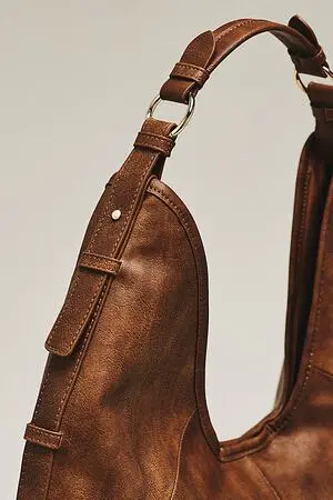 Anthropologie Burnished Faux Leather Hobo Bag