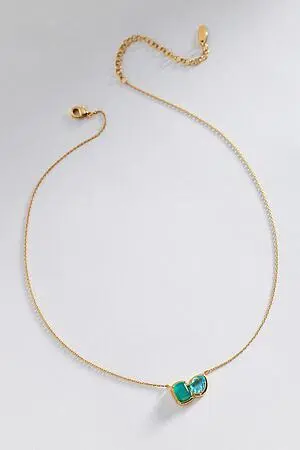 Anthropologie Delicate Mixed Stone Necklace Blue