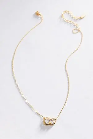 Anthropologie Delicate Mixed Stone Necklace - Clear/gold