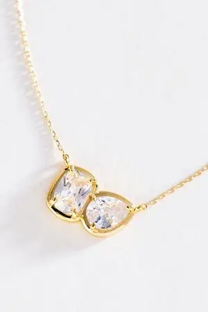 Anthropologie Delicate Mixed Stone Necklace - Clear/gold
