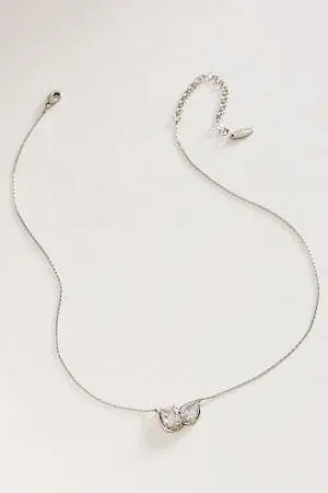 Anthropologie Delicate Mixed Stone Necklace Clear/silver