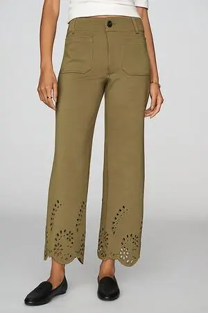 Maeve Colette Knit Cutwork High-rise Wide-leg Cropped Pants