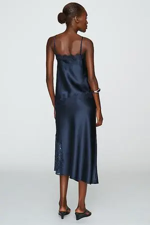 DAMSON MADDER Elea Satin And Lace Midi Skirt