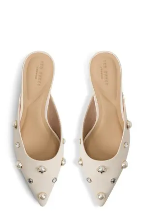 Ted Baker London Georgie Pointed Toe Mule With Pearl And Crystal Embellishments