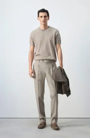Mango Slim Fit Pinstripe Tailored Trousers