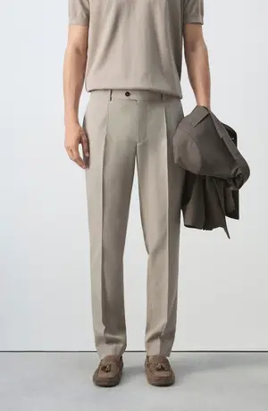 Mango Slim Fit Pinstripe Tailored Trousers