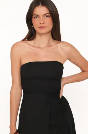PETAL & PUP Strapless Faux Wrap Mini Dress
