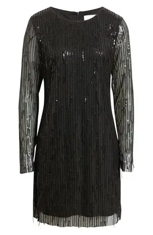 Sam Edelman Fringe Sequin Long Sleeve Dress