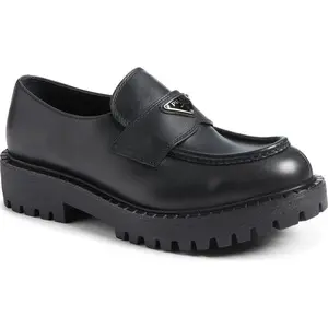 Prada Leather Loafer With Lug Sole