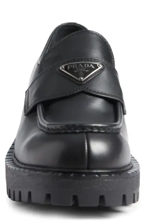 Prada Leather Loafer With Lug Sole