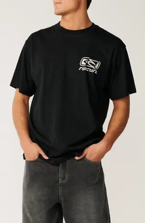Rip Curl Archive Ripped Graphic Cotton T-shirt - Black