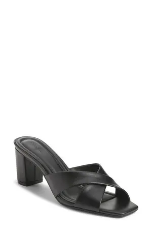 OPEN EDIT Grady Slide Sandal With Block Heel - Black