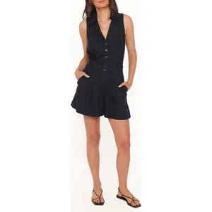 PETAL & PUP Claudia Collared Romper - Navy