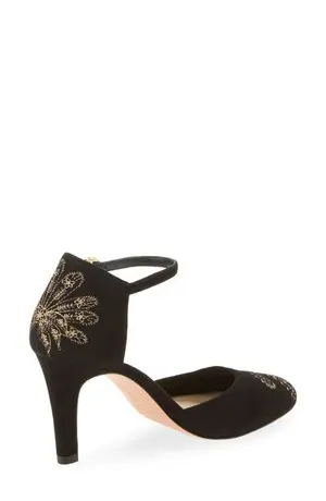 Cinq À Sept Mariana Embroidered Suede Pump - Black