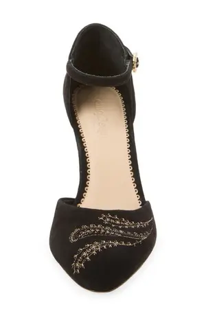 Cinq À Sept Mariana Embroidered Suede Pump - Black