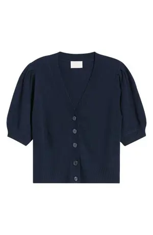 Caslon Wool & Cashmere Puff Sleeve Cardigan Navy Night
