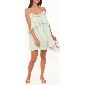 PETAL & PUP Angie Ruffle Sleeveless Minidress - Jade