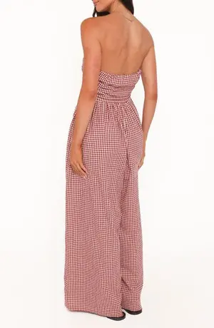 PETAL & PUP Paige Strapless Wide Leg Jumpsuit