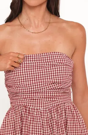 PETAL & PUP Paige Strapless Wide Leg Jumpsuit