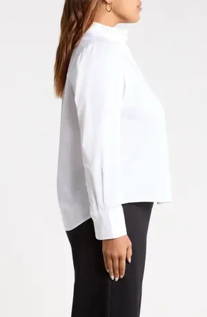 Caslon Ruffle Neck Puff Sleeve Top