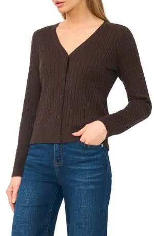 Halogen Cable Stitch V-neck Cardigan - Delicioso