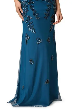 Adrianna Papell Beaded Off-the-shoulder Mermaid Gown