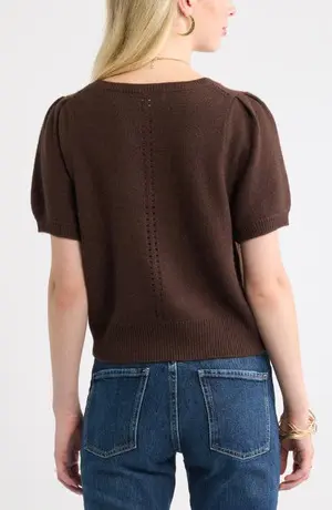 Treasure & Bond Wool & Cashmere Puff Sleeve Cardigan - Brown Chicory