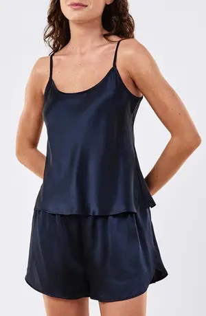 PAPINELLE Audrey Mulberry Silk Pajamas - Deep Navy