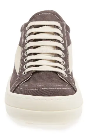 Rick Owens Textured Canvas Low Top Sneakers - Grape/milk/milk