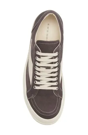 Rick Owens Textured Canvas Low Top Sneakers - Grape/milk/milk