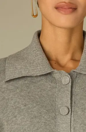 Wit & Wisdom Collared Snap Front Cardigan - Grey