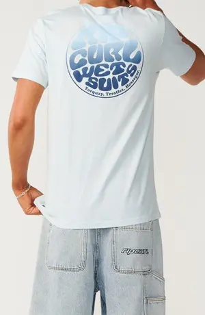 Rip Curl Wettie Passage Logo Cotton Graphic T-shirt - Glacier Blue