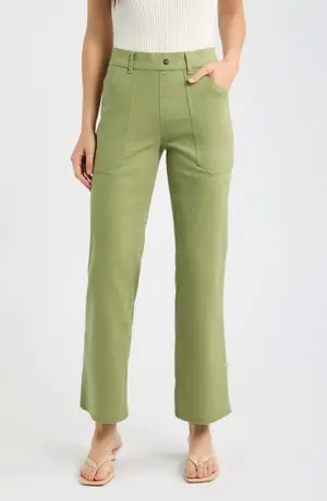 Hue Canvas Utility Pants - Olive
